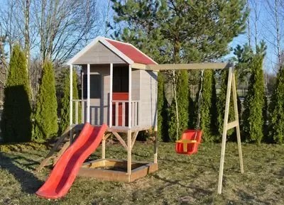 Marimex domeček dětský dřevěný Veranda s houpačkou