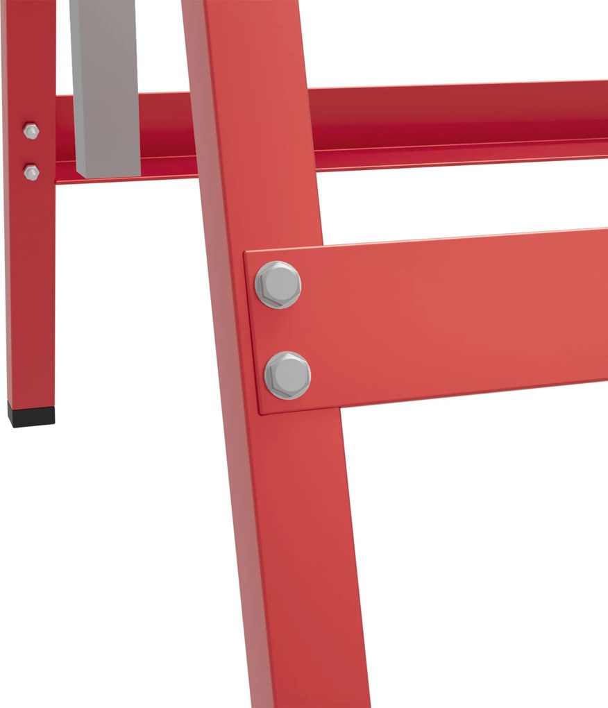 HOMCOM 2 x Skládací Trestle - Nastavitelná Výška až 200kg Ocel Červená 68 x 58 x 80-130 cm