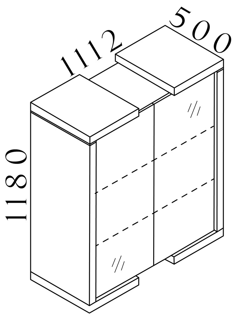 NABYTEK-DESIGNOVY.CZ - DL3103 - Manažerská skříň SOLID, 2 dvéřová, policová (3 patra polic v obou sekcích), výška 118cm, délka 111,2cm, jilm royal/bílá