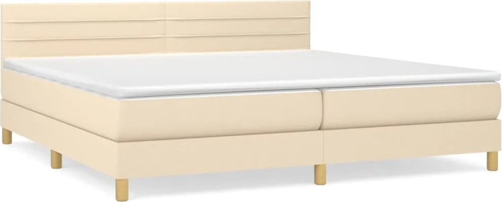 Box spring postel s matrací krémová 200x200 cm textil 3140726