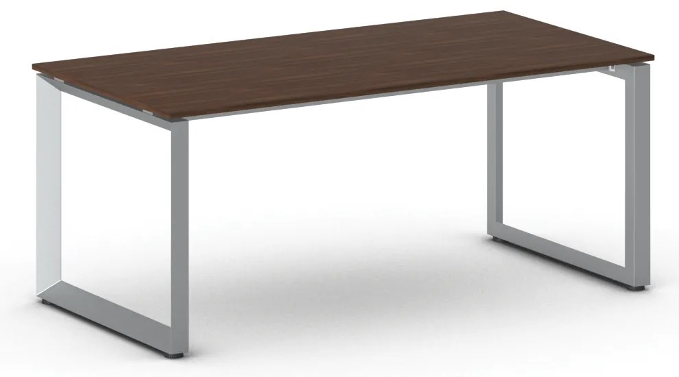 Kancelářský stůl PRIMO INSPIRE, 180x90 cm, šedostříbrná podnož, ořech
