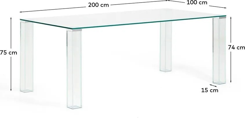 Skleněný jídelní stůl 100x200 cm Adularia – Kave Home