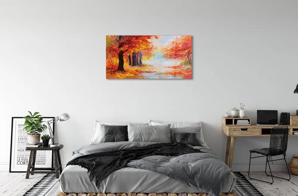 Obraz na skle Podzimní listí stromu 120x60 cm