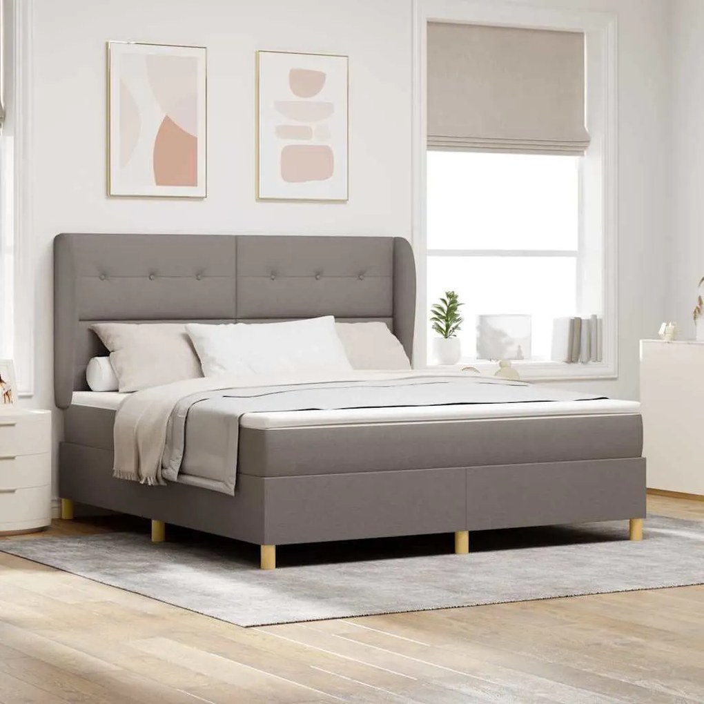 Postel s boxspringem s čelo Taupe 200 x 180 cm textil 3340771