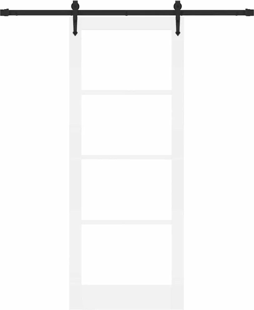 Posuvné dveře 83 x 211 cm Masivní borové dřevo a sklo Bílá 3332336