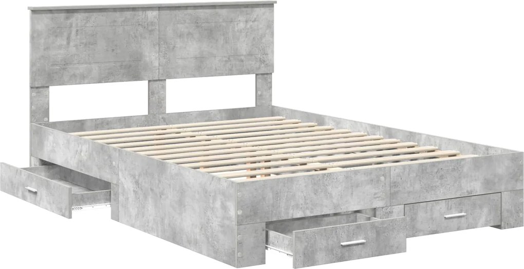 Rám postele s čelo Betonově šedá 160 x 200 cm Kompozitní dřevo 3408241