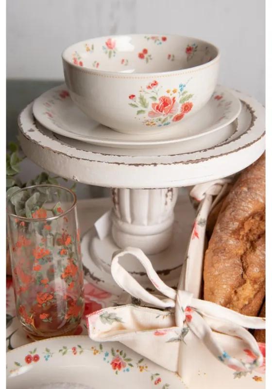 Bavlněný oboustranný košík na pečivo s květy Litttle Rose Collection – 35x35x8 cm