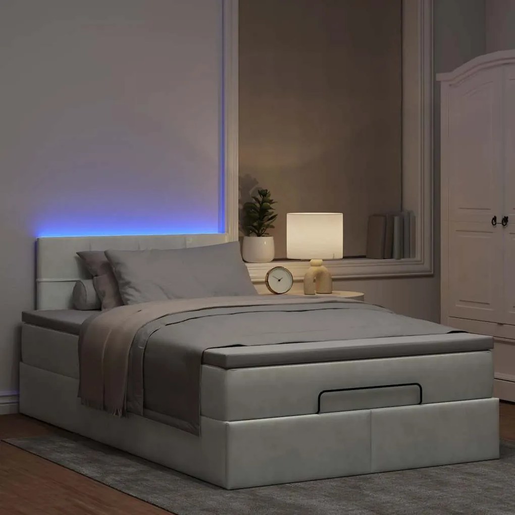 Osmanská postel s matrací & LED světle šedá 120x190cm samet 3312608