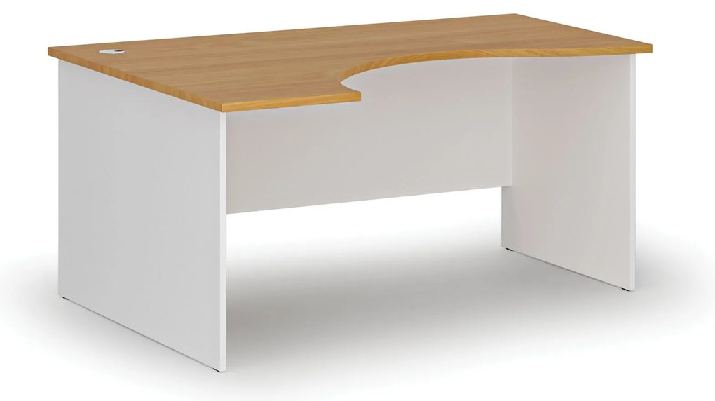 Ergonomický kancelářský psací stůl PRIMO WHITE, 160x120 cm, levý, bílá/buk