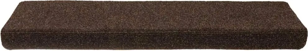 Schodové rohože samolepicí 15 ks 65 x 21 x 4 cm hnědé s obdélníkovým okrajem 326188