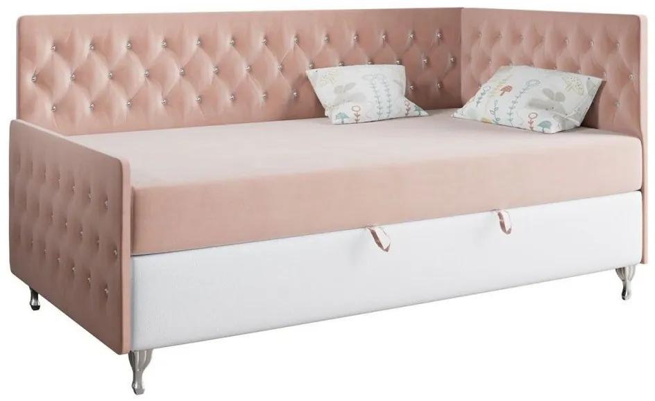 Dětská elegantní jednolůžková postel CHANDRA s kyrstaly Pravá