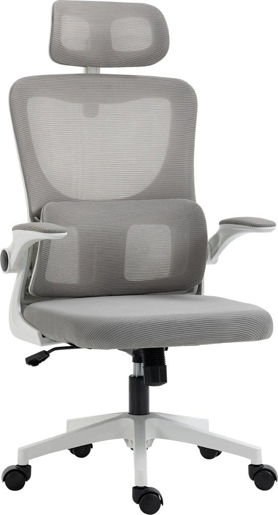 Ergonomická kancelářská židle Vinsetto, pracovní židle s nastavitelnými opěrkami, opěrkou hlavy, naklápěcí funkcí, výškově nastavitelná otáčecí židle,