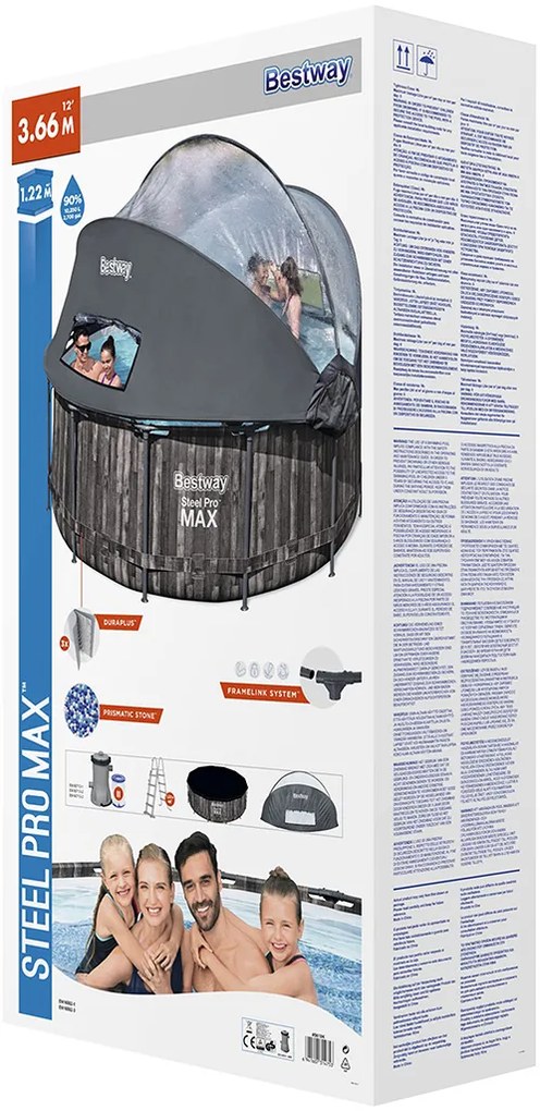 BESTWAY Steel Pro Max Bazénový set 366 x 122 cm, kartušová filtrace + zastřešení 5619K