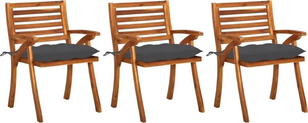 vidaXL Zahradní jídelní židle s poduškami 3 ks masivní akáciové dřevo [3060847] Barva: Béžová