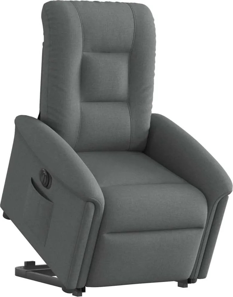 Elektrické zvedací polohovací křeslo tmavě šedé textil 3303275