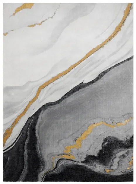 Dywany Łuszczów, Kusový koberec Emerald 1017 black and gold, 200x290, černobílá, kancelář
