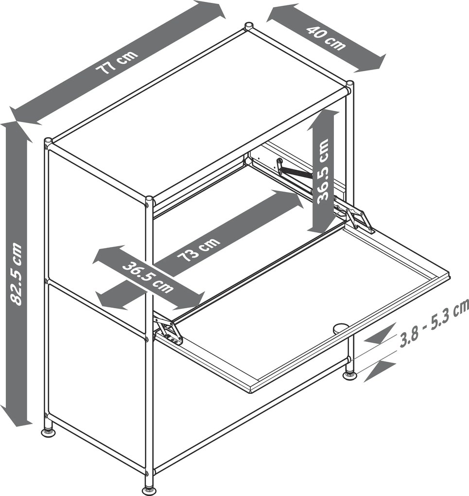 Tchibo - Kovová odkládací skříňka CN3 - barva: šedá