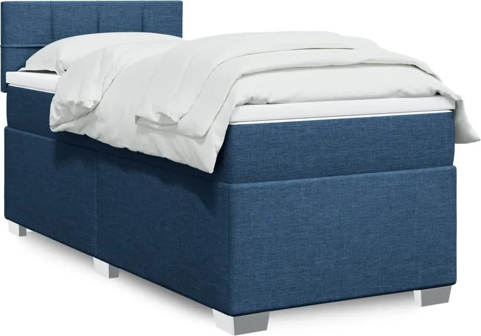 Box spring postel s matrací modrá 90x190 cm textil 3285749