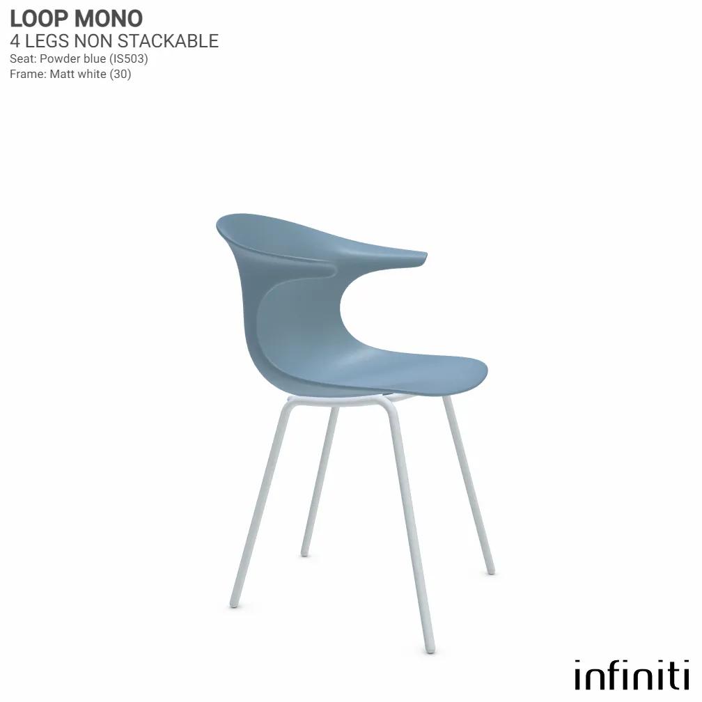 Židle Loop Mono - nestohovatelná Barva kovové konstrukce: Matt white 30, Barva sedáku a opěradla z recyklovaného plastu: Powder blue IS503