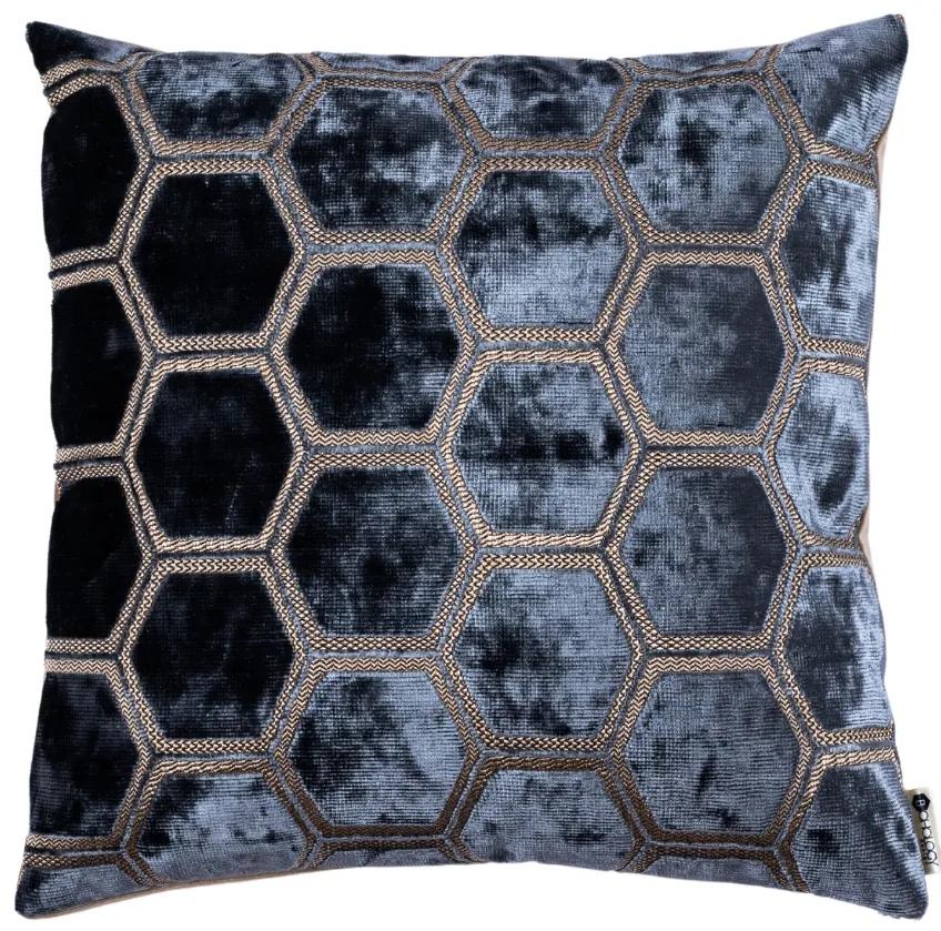 OnaDnes -20% BOHOLOGY Šedý sametový povlak na polštář Hexagon 43 x 43 cm