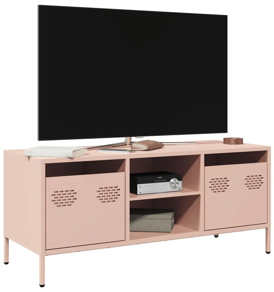 TV skříňka růžová 101,5x39x43,5 cm ocel válcovaná za studena