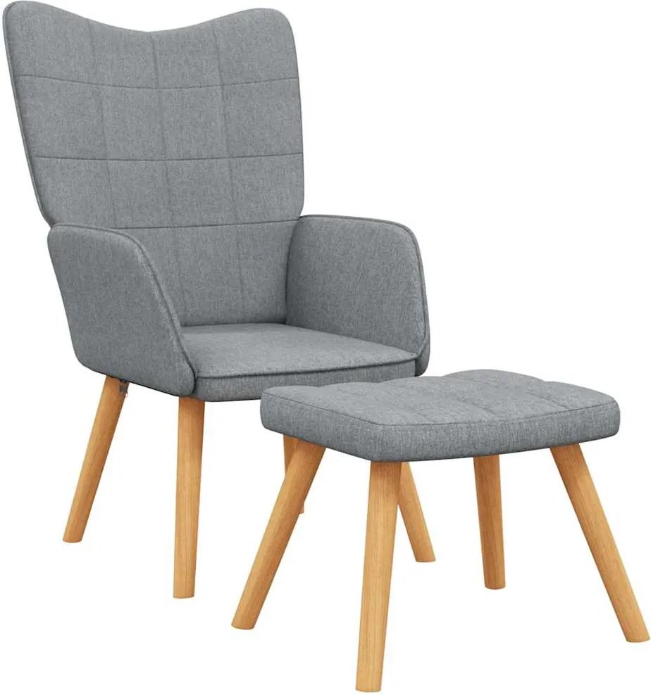 Relaxační křeslo se stoličkou světle šedé textil 327930