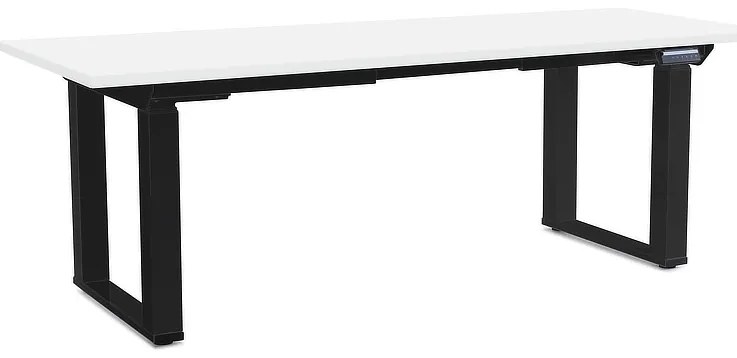 Výškově nastavitelný stůl OfficeTech Strong 200 x 80 cm, černá podnož, bílá