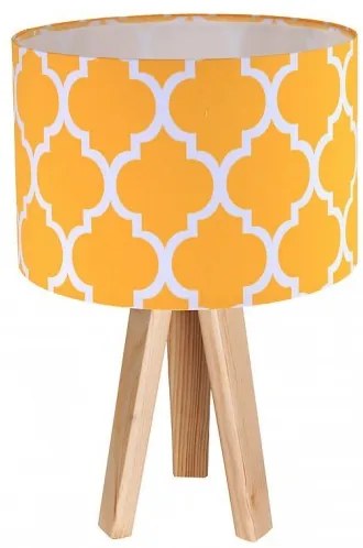Timberlight Stolní lampa Maroko + žluté stínítko + dřevěné nohy