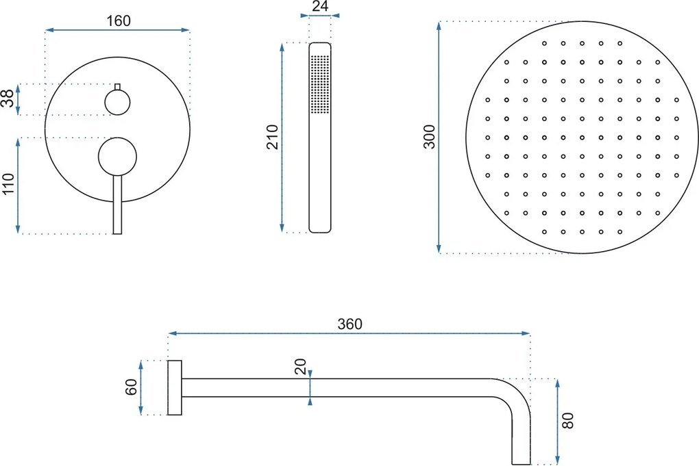 Rea Lungo - Podomítkový sprchový set, chrom, REA-P8007