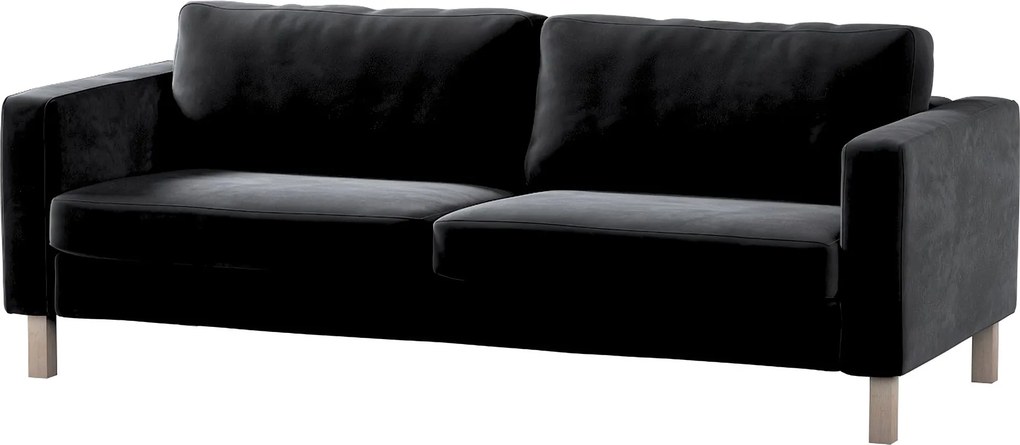 Potah na pohovku IKEA Karlstad 3-místná, nerozkládací, krátký barva černá látka lesklé, sametová