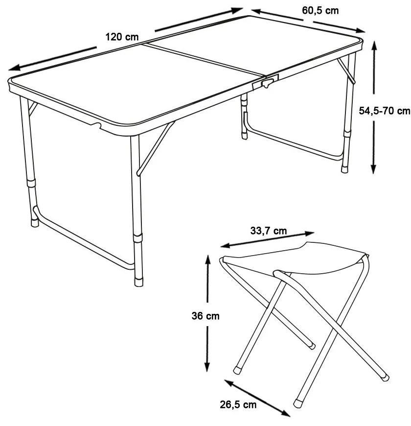 Kempingový stůl se 4 židlemi