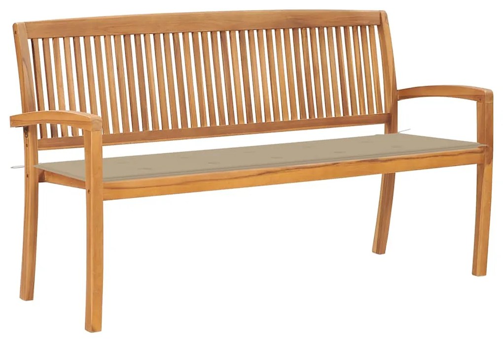Stohovatelná zahradní lavice s poduškou 159 cm masivní teak 3063309