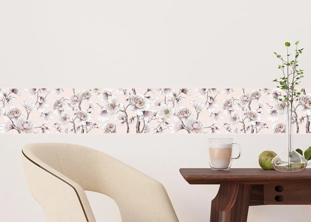 Samolepící bordura na zeď Květiny Magnólie | 5 m x 13.8 cm | DWB8465