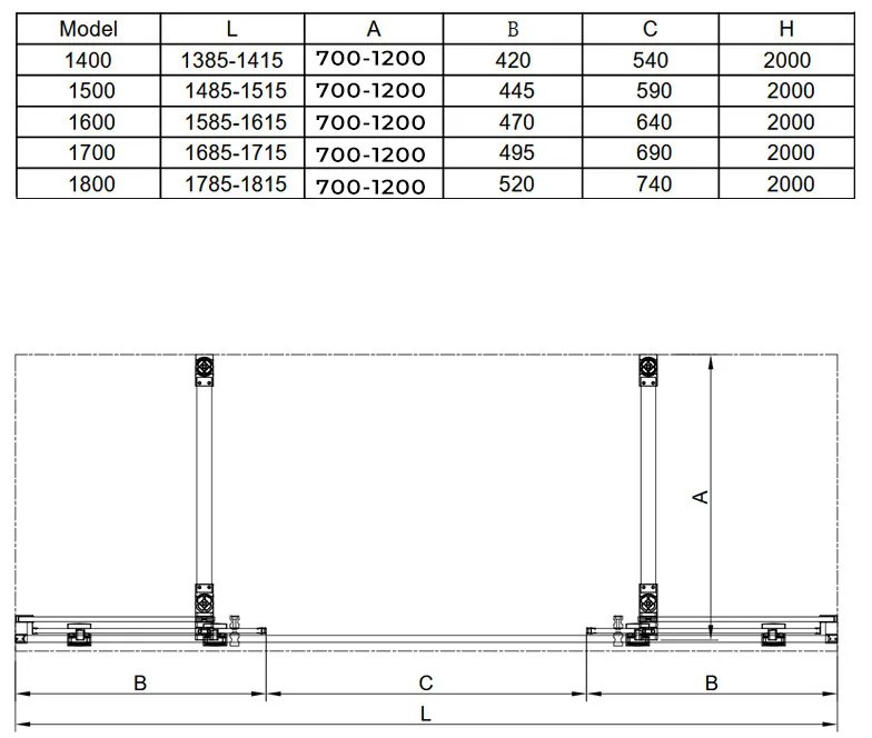 BPS-koupelny Posuvné sprchové dveře HYD-ATA-DUO 150 chrom/transparent pro instalaci do niky - bez vaničky