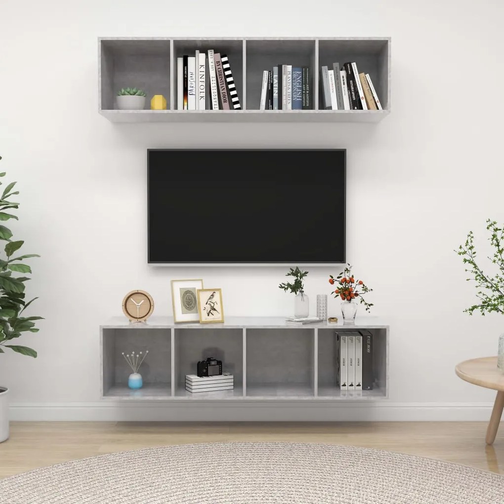 Nástěnné TV skříňky 2 ks betonově šedé dřevotříska 3079785