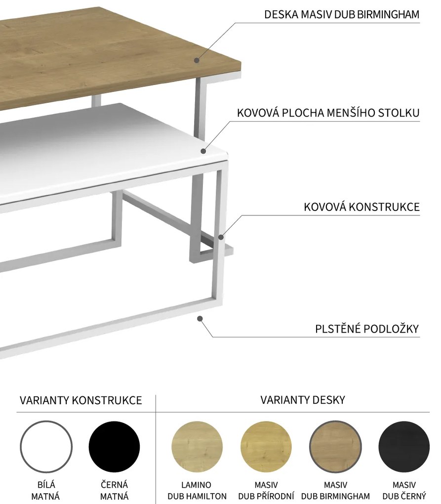 Konferenční stolek dvoudílný C12, dub Hamilton ZVOLTE TYP DŘEVA:: Masiv dub BIRMINGHAM