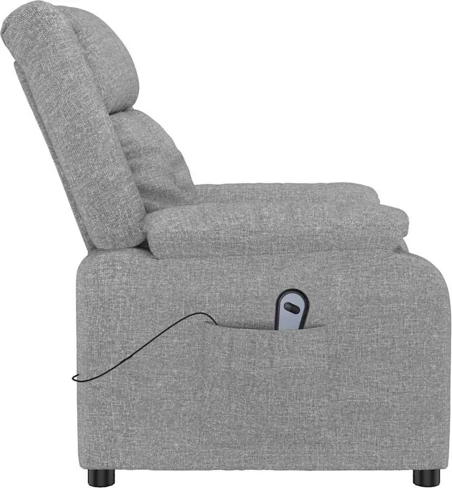Elektrické polohovací křeslo světle šedé textil 3143567