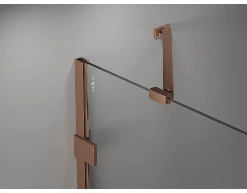 Mexen Lunar-B, pravostranný výklopný sprchový kout 100 x 70 cm, 8mm čiré sklo, profil měděná matná, 832-100-070-65-00-P
