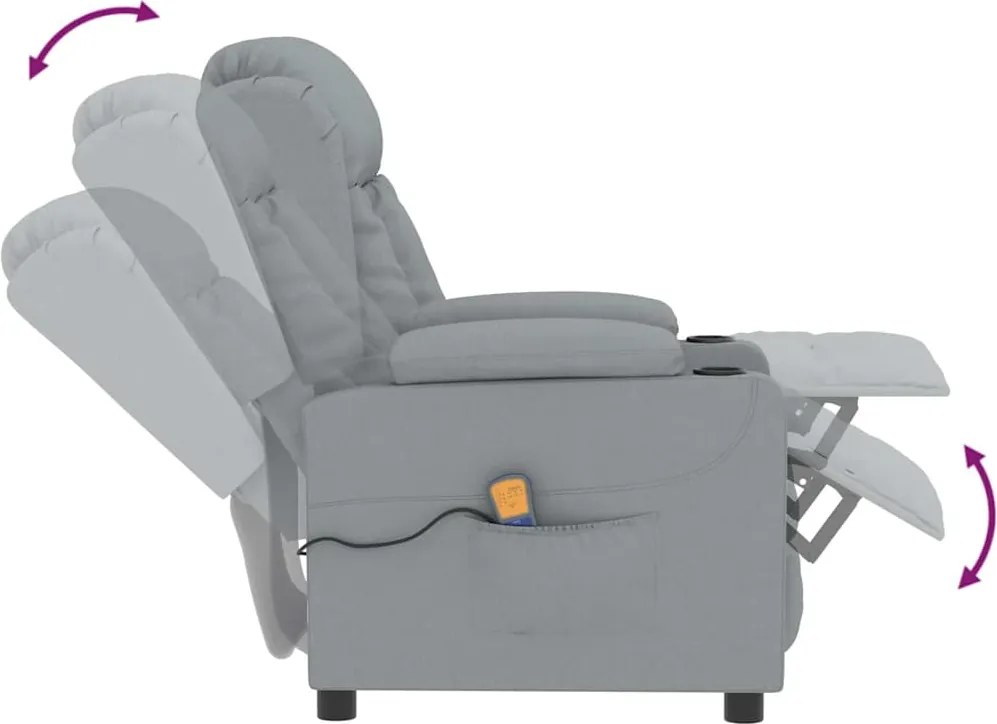 Masážní křeslo světle šedé textil 339058