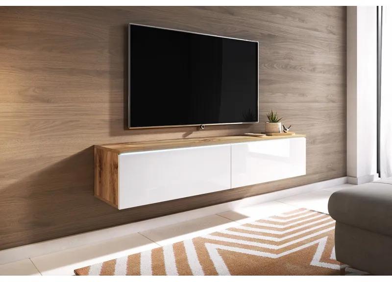 TV stolek Dlone 140, Barva: černý grafit, Osvětlení: osvětlení LED - bílé