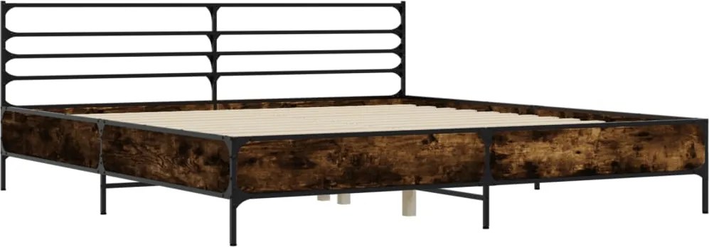 Rám postele kouřový dub 180 x 200 cm kompozitní dřevo a kov 3280059