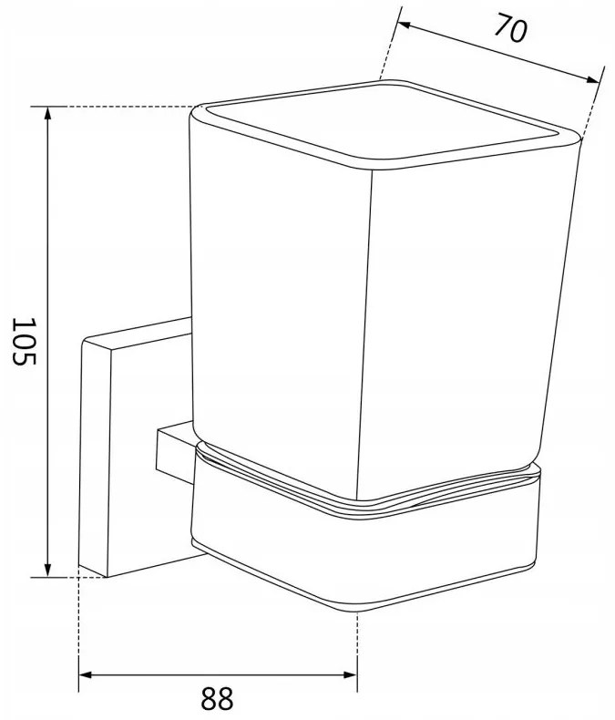 Závěsný hranatý držák kartáčků MAXMAX MEXEN VOX - kov/sklo - chromový, 707038-00