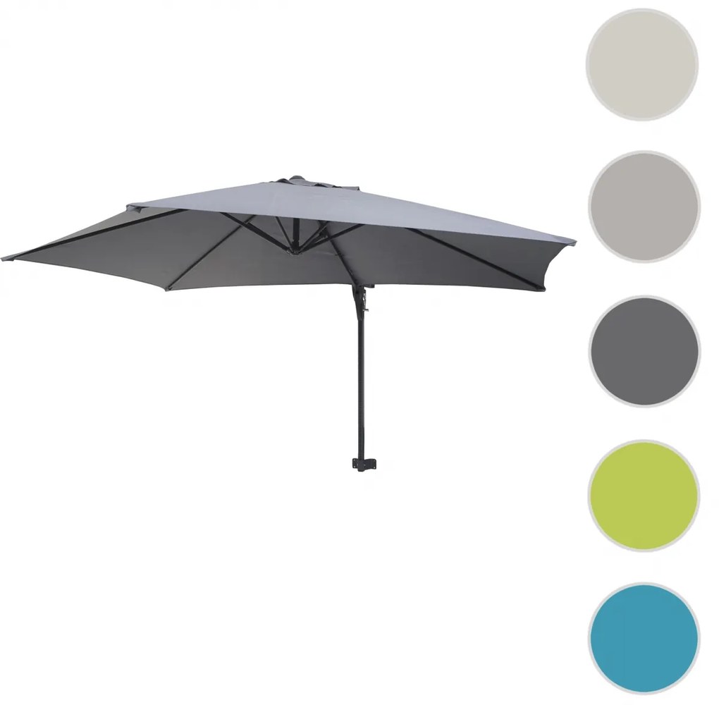 Nástěnný slunečník Casoria 3 m polyester hliník/ocel - šedá