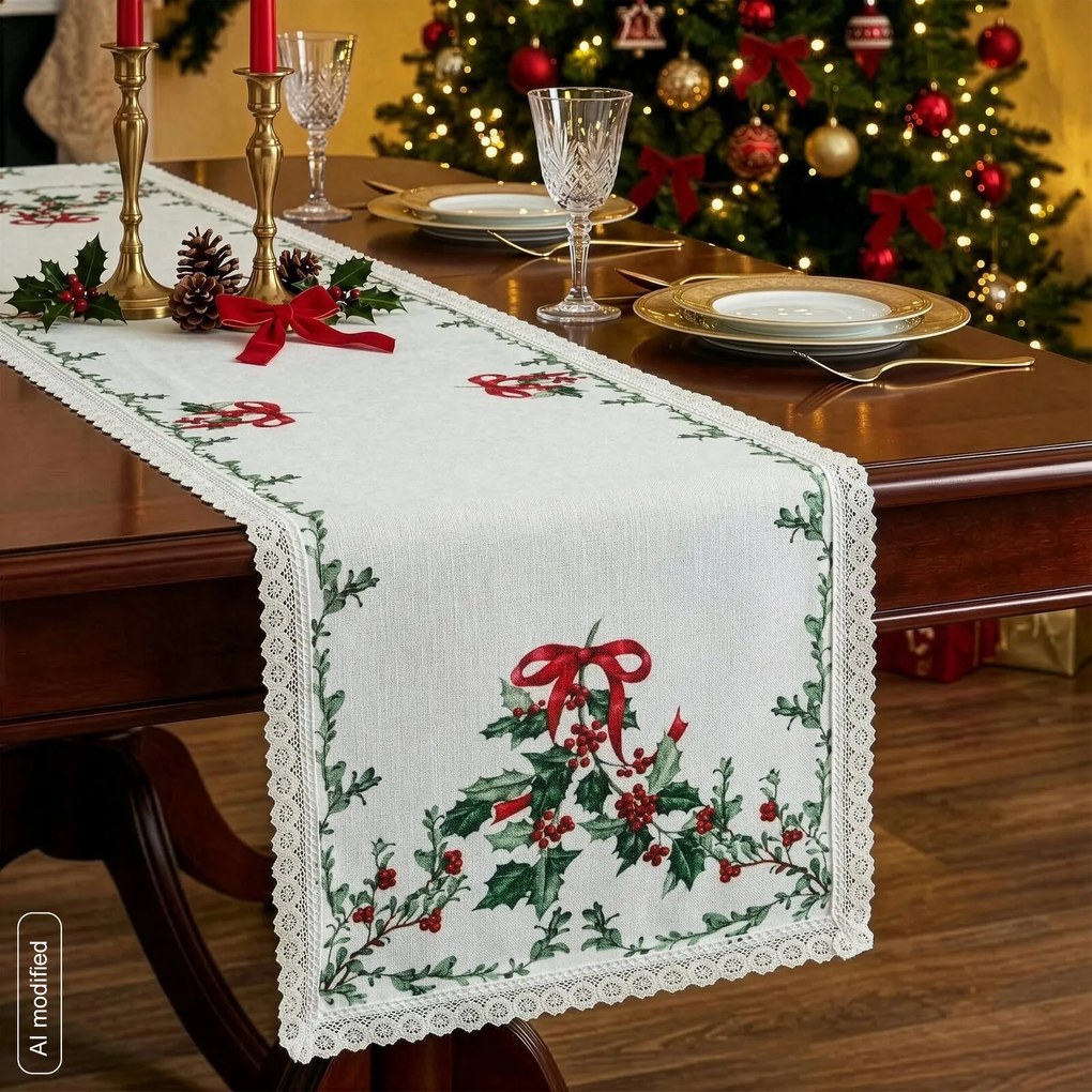 VÁNOČNÍ BĚHOUN NA STŮL XMAS7 40X140 CM VZOROVANÝ