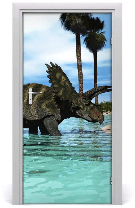 Samolepící fototapeta na dveře Dinozaury na pláži 85x205 cm