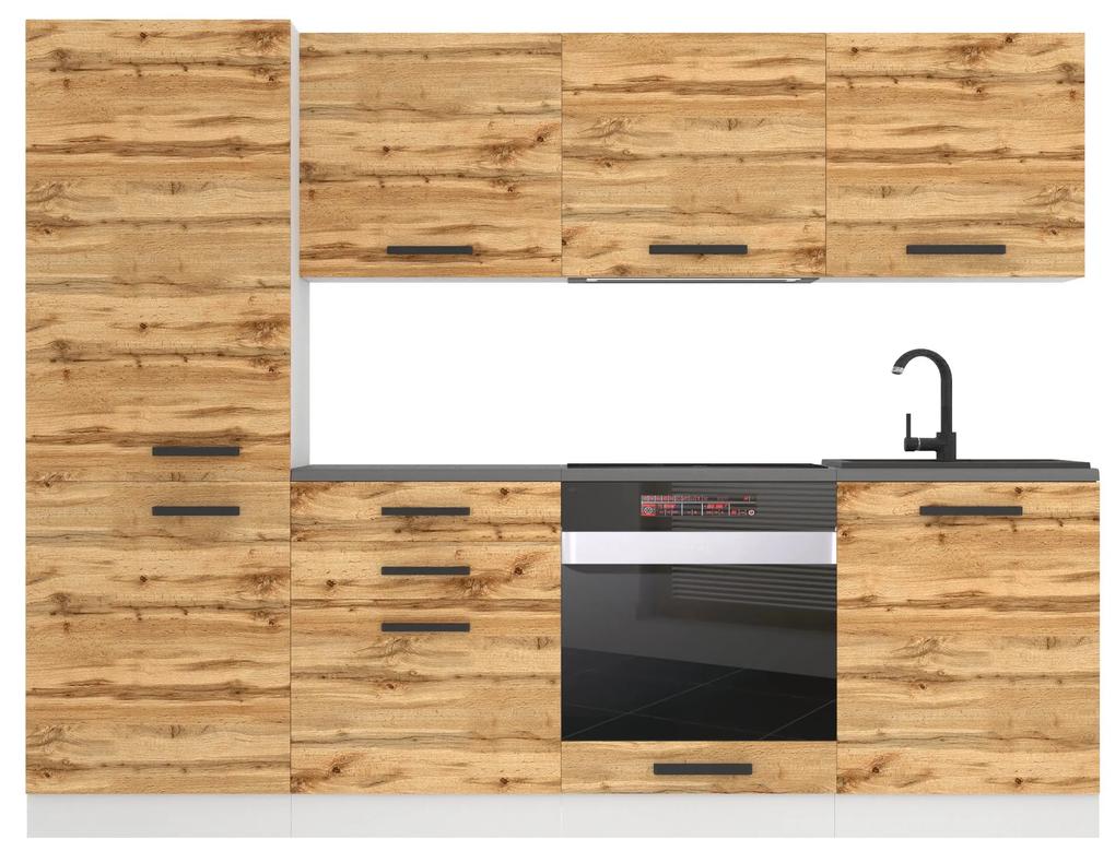 Kuchyňská linka Belini Premium Full Version 240 cm dub wotan s pracovní deskou SANDY