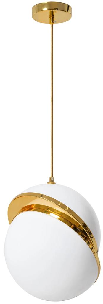 Toolight, závěsná stropní lampa akrylová koule 1xE27 APP481-1CP, bílá-zlatá, OSW-00598