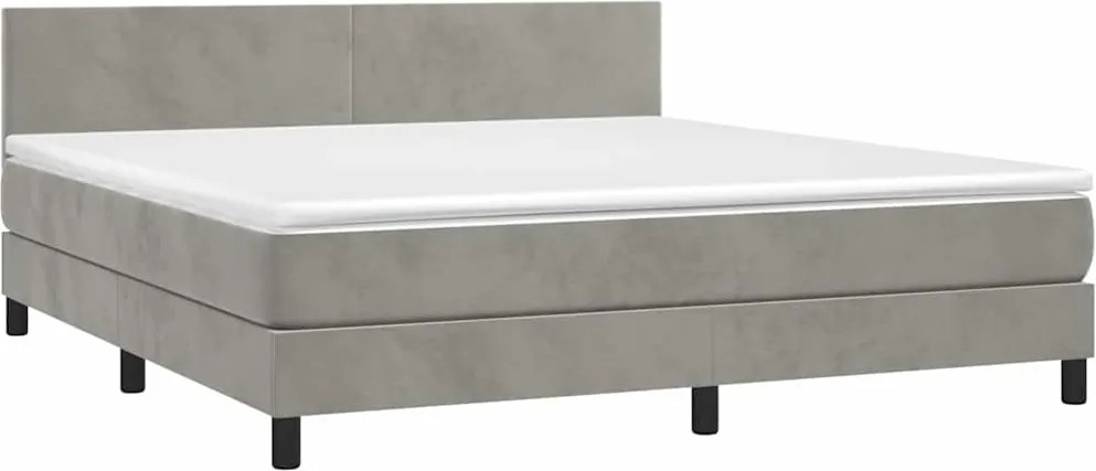 Box spring postel s matrací a LED světle šedá 180x200 cm samet 3134297