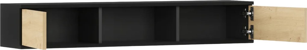 Nástěnná police se skříňkami LANZZI 120 cm, černá/dub