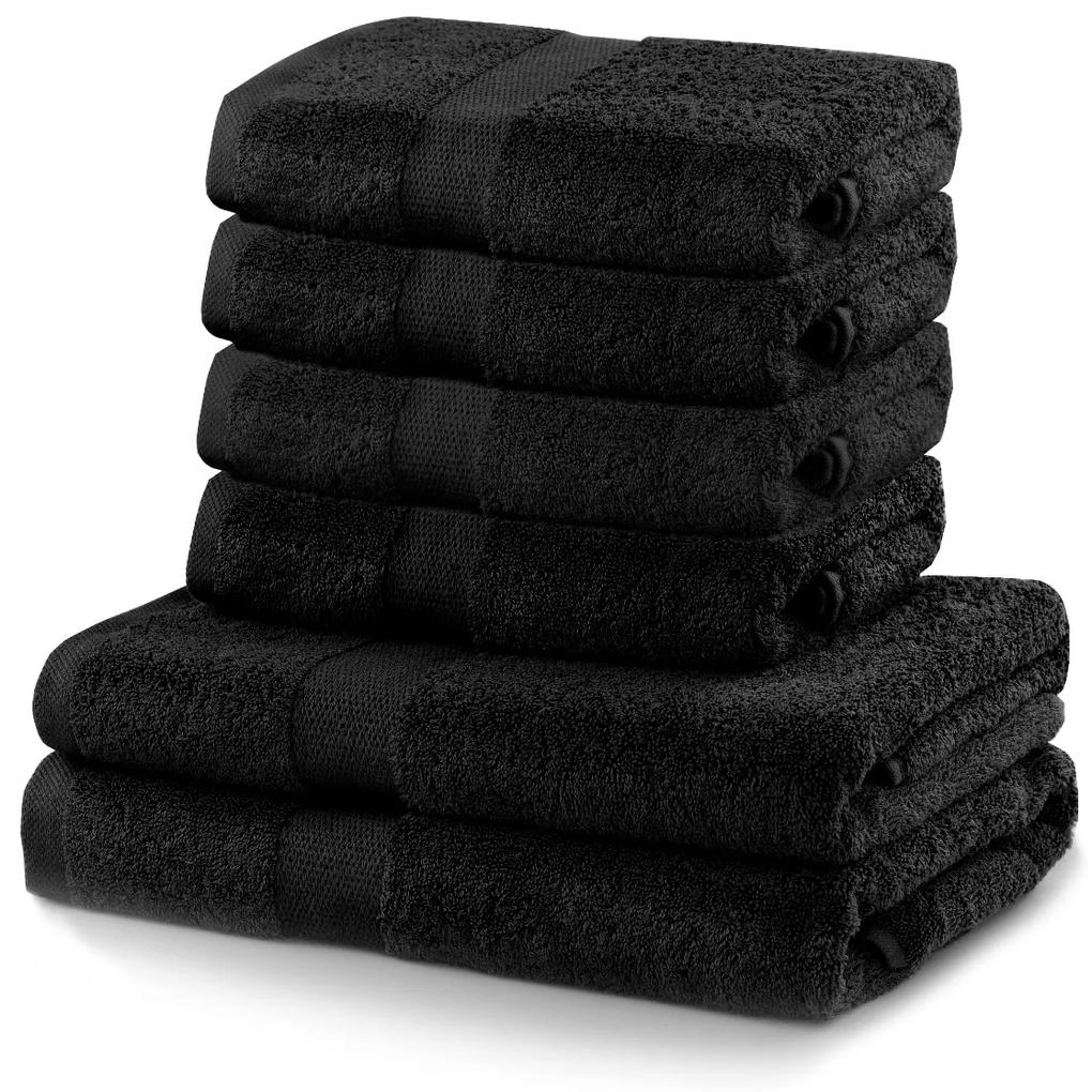 DecoKing - Sada bavlněných ručníků Černá MARINA HLADKÉ
